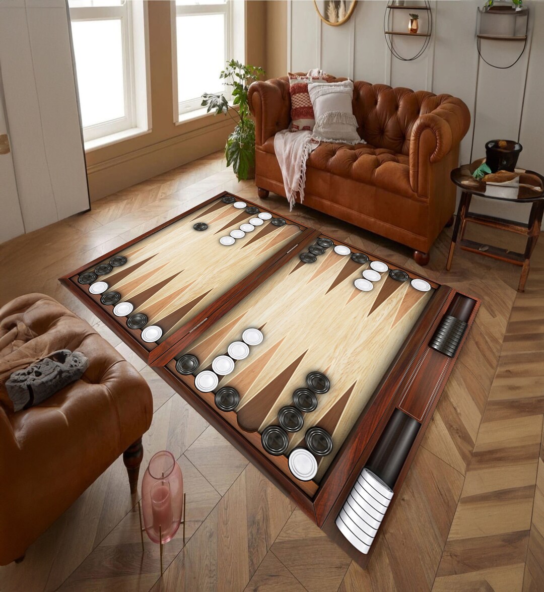 Backgammon Themed Rug, Mind Game Rug, Logic Game Rug, Game Room Rug ...