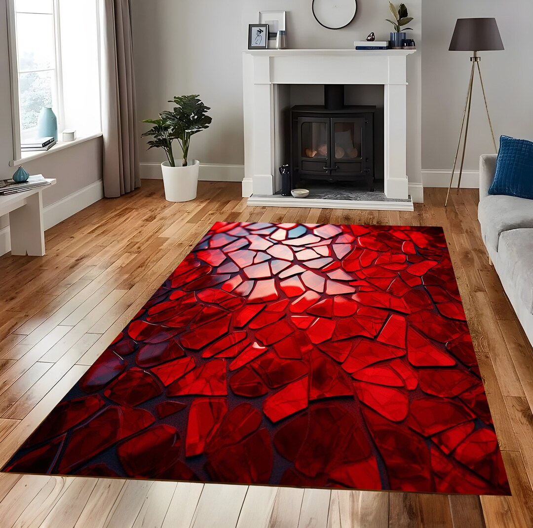 Red Broken Glass, Broken Glass Rug, Glass Shards Rug, Living Room Rug ...
