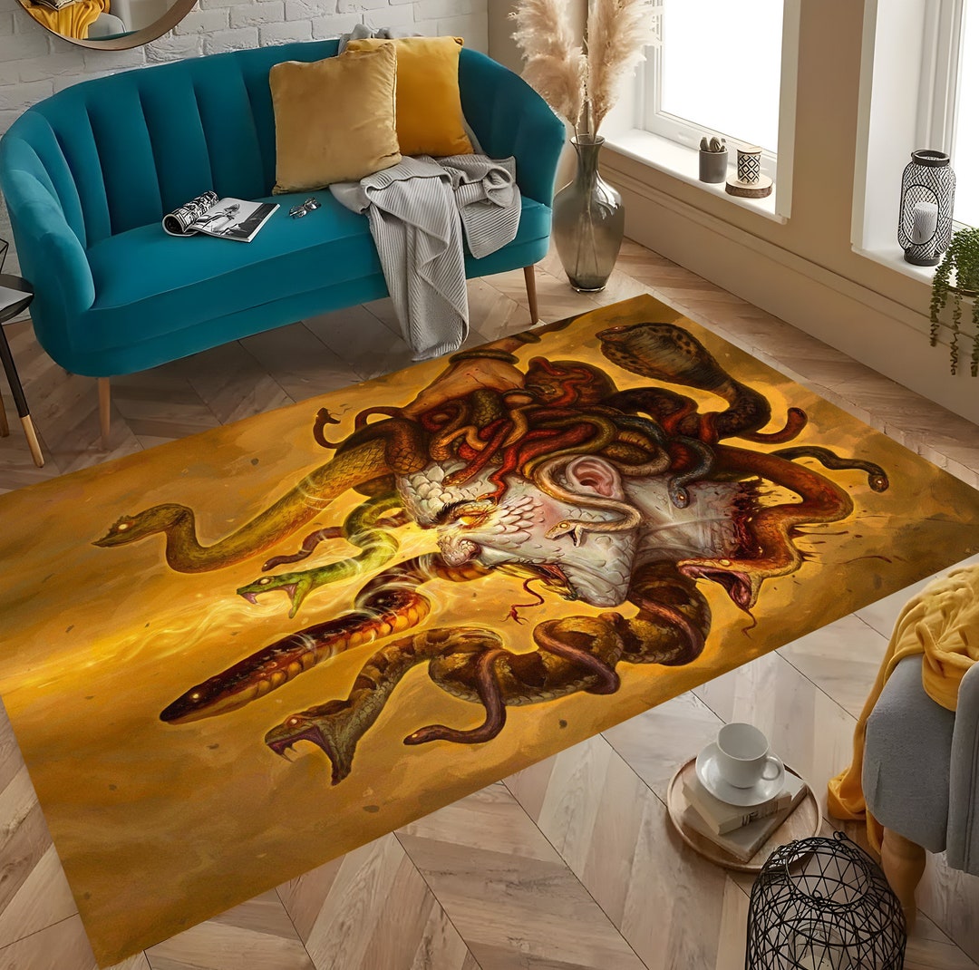 Medusa Themed Rug Snakes Rug Art Rug Fiction Themed Rug - Etsy