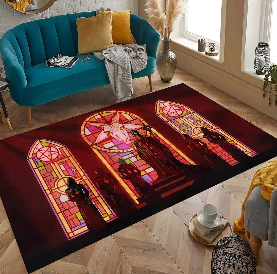 Lucifer Themed Rug Baphomed Rug Behemoth Belial Satanas - Etsy
