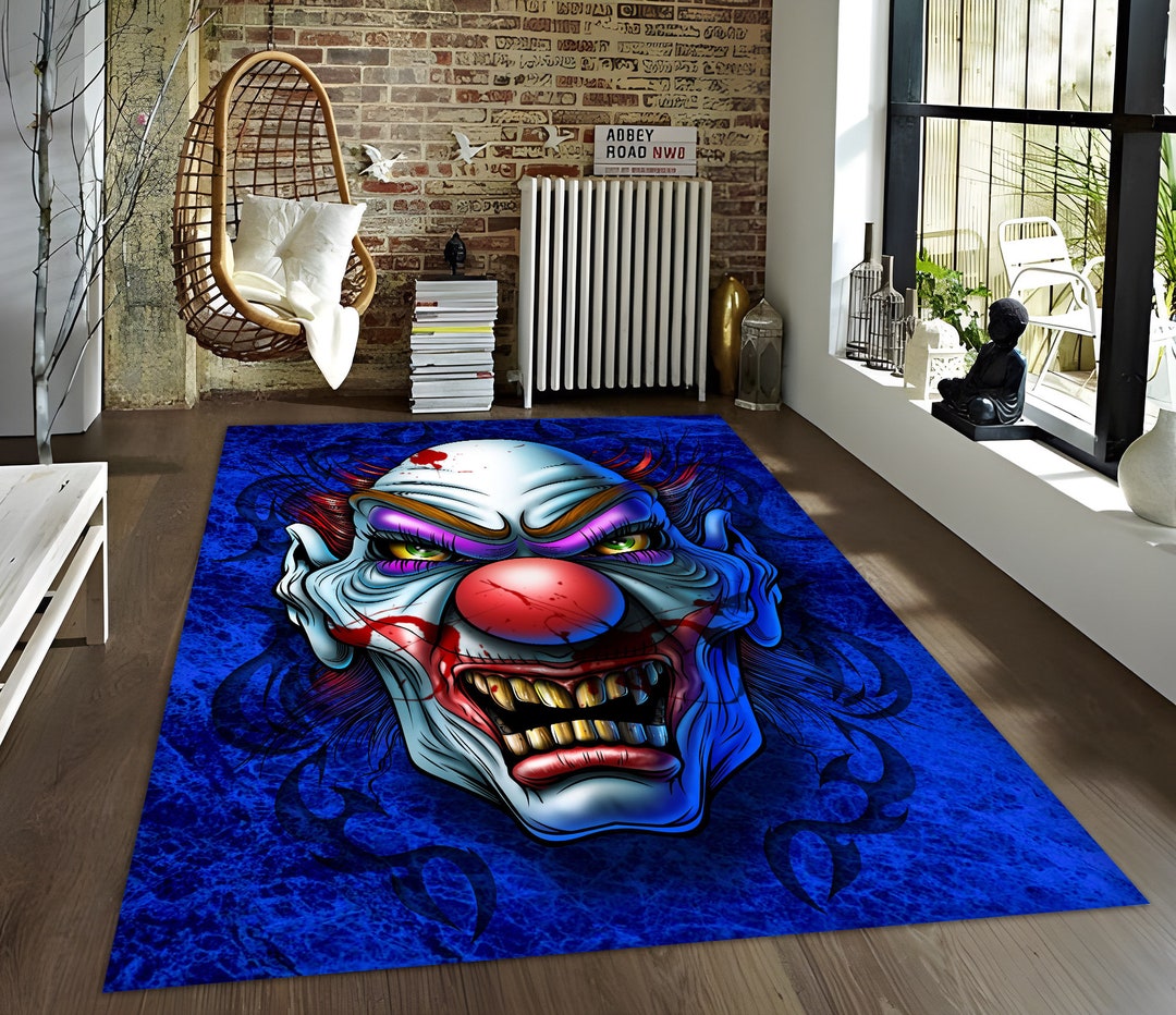 Evil Clown Rug, Clown Themed Rug, Angry Clown Rug, Living Room Rug ...