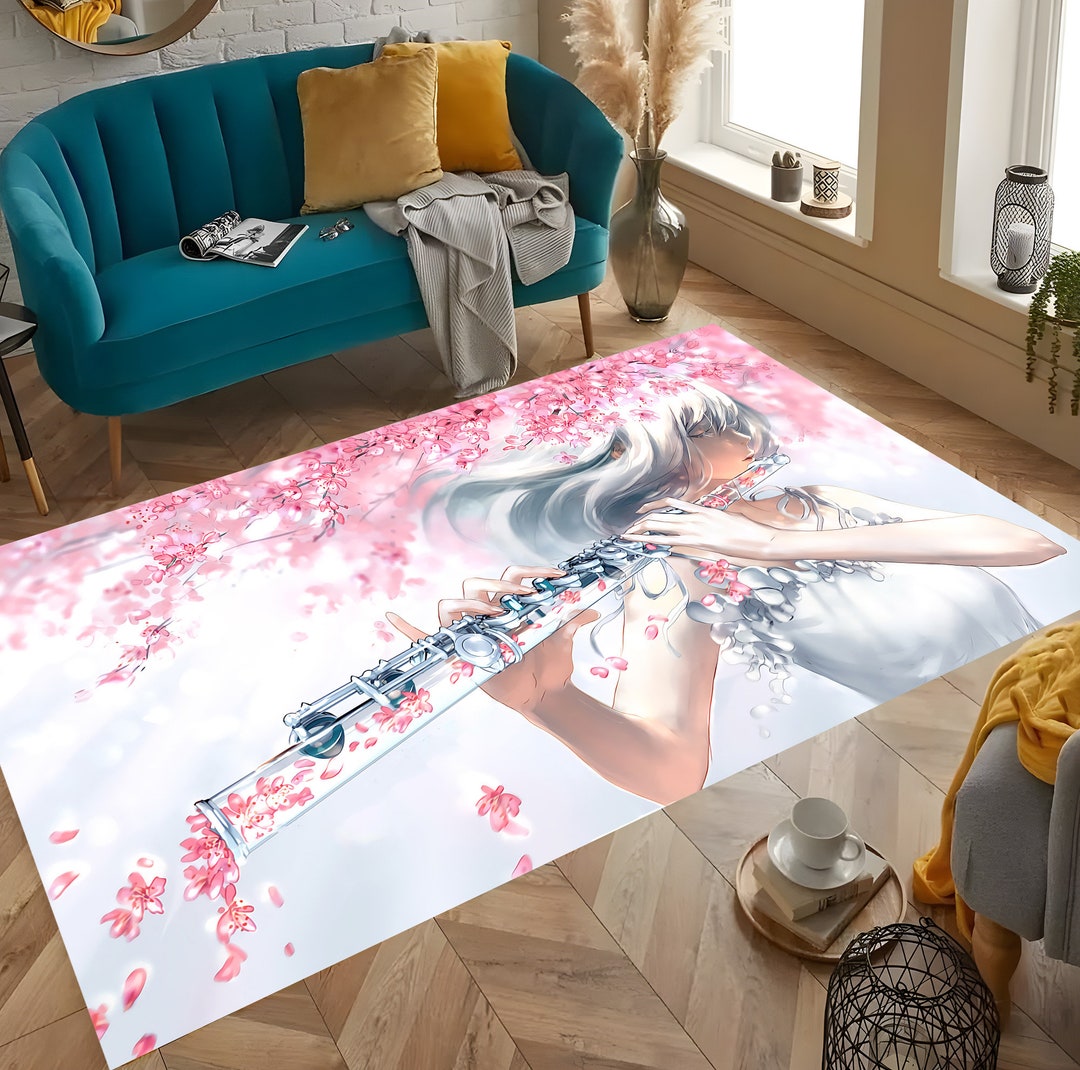 Music Themed Rug Japanese Culture Sakura Flower Rug Flute - Etsy