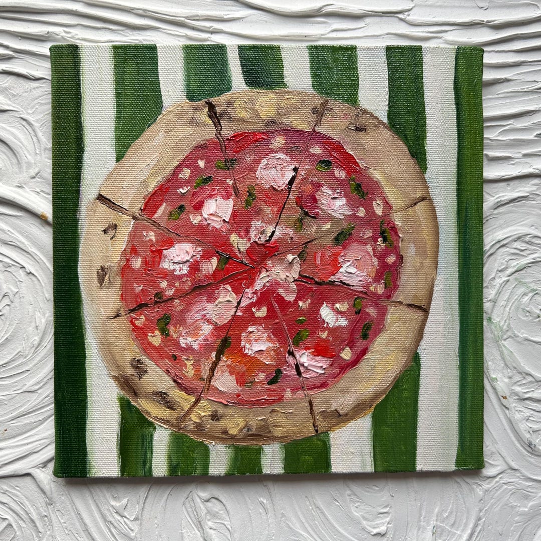 Pizza Painting Italian Food Art Food Original Art Kitchen Wall Art