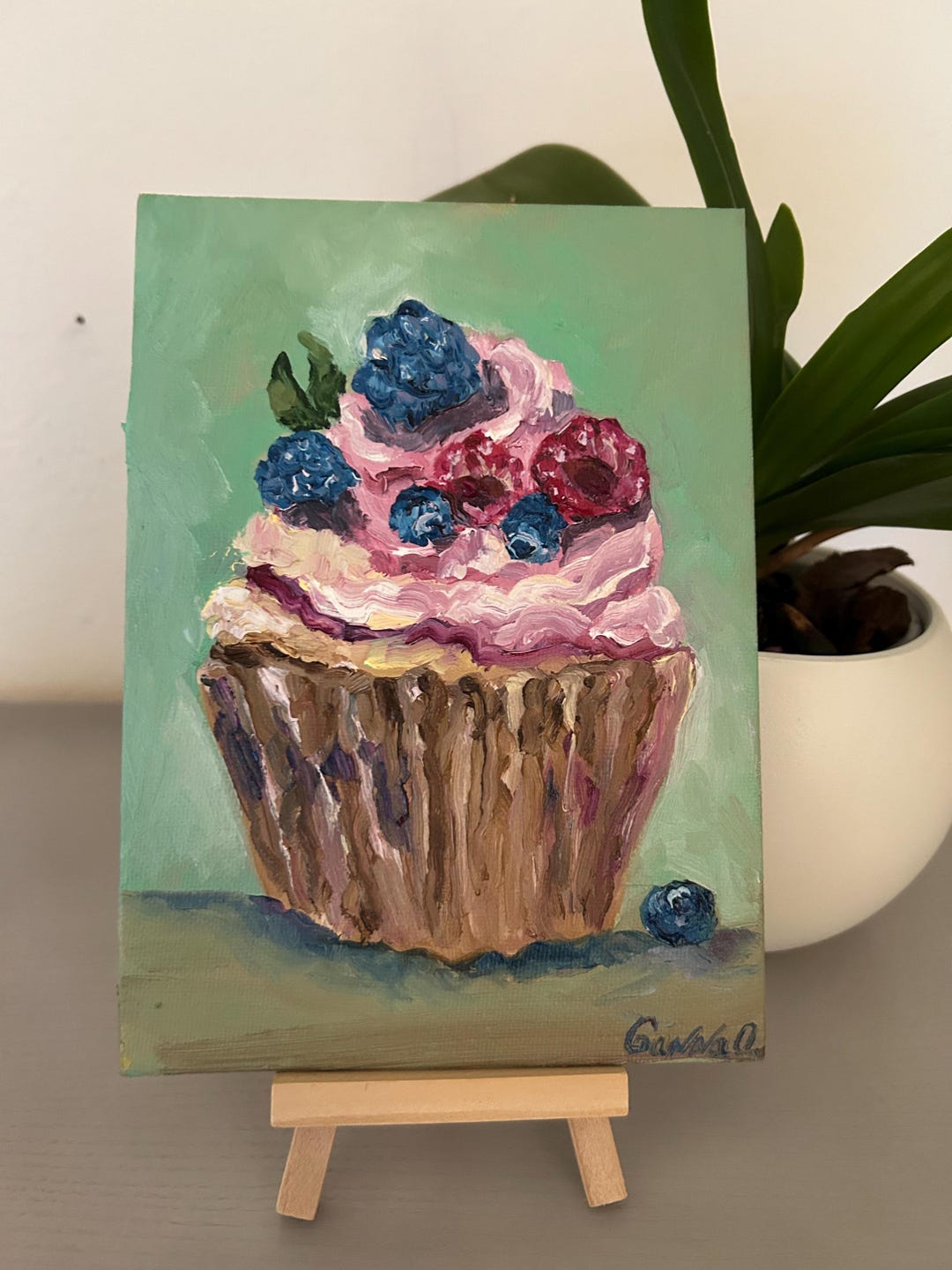 Mini Cupcake Painting Hand Painted Cupcake Art Dessert Wall Art ...