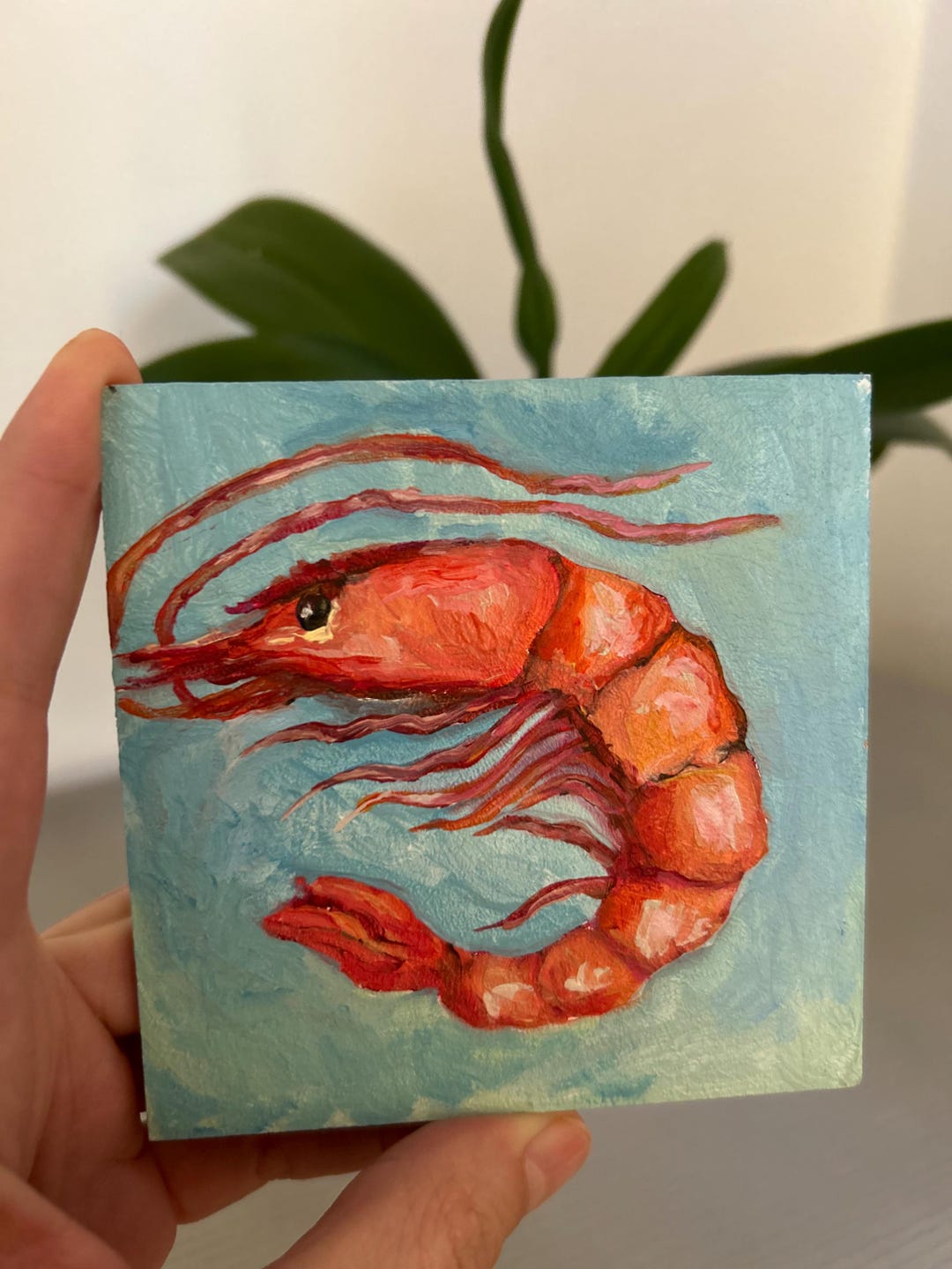 Shrimp Painting, Shrimp Original Art, Shrimp Semi Abstract, Kitchen ...