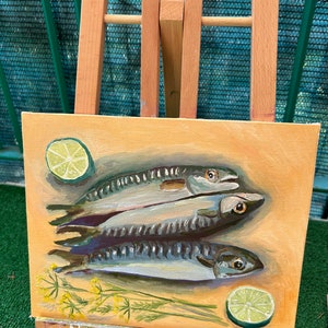 Sardines Art Oil Painting Kitchen Wall Art Oil Painting Still Life ...