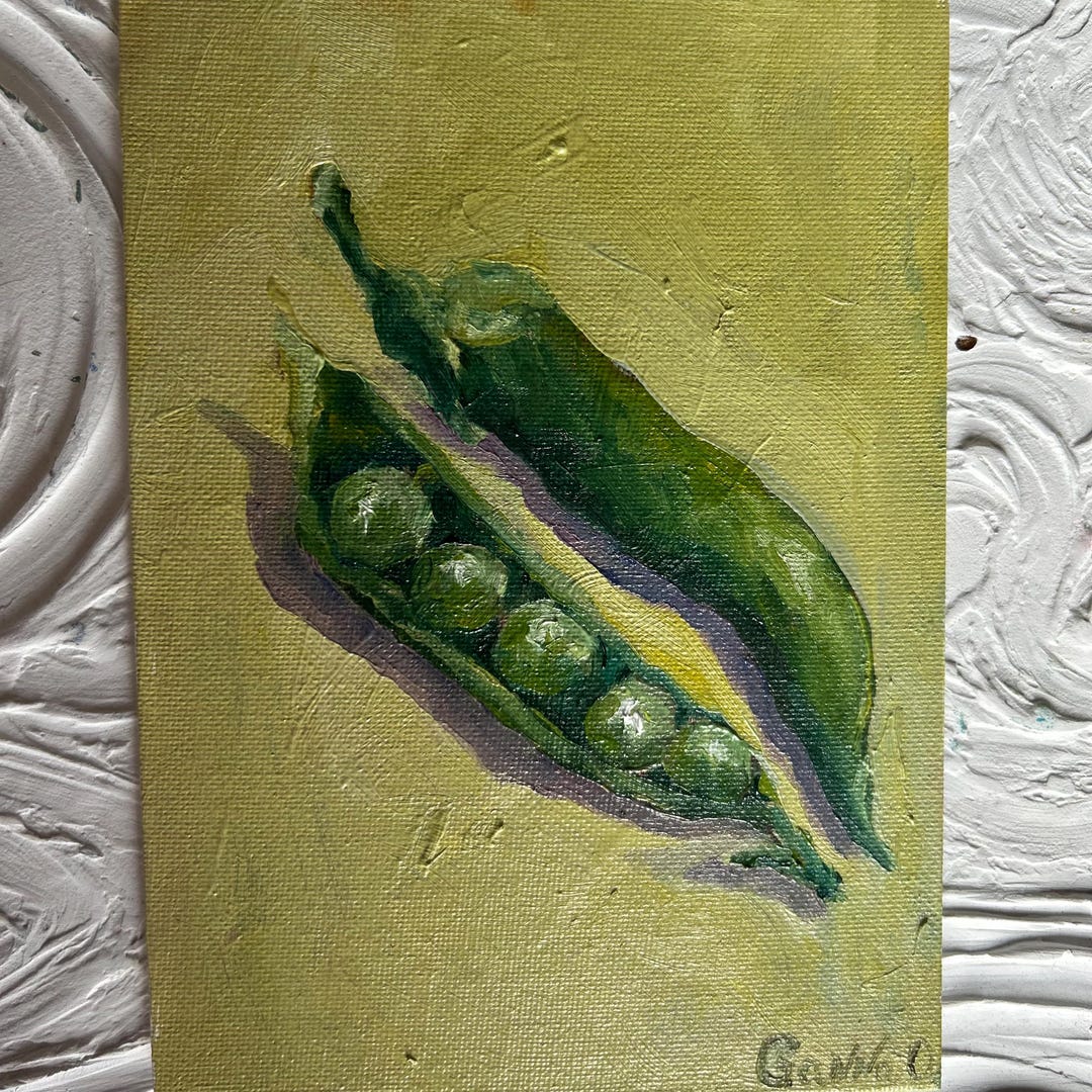 Pea Painting Vegetable Painting Semi Abstract Fine Artwork Oil Painting ...