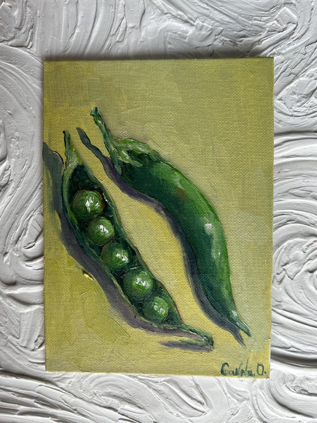 Pea Painting Vegetable Painting Semi Abstract Beautiful Artwork Oil ...