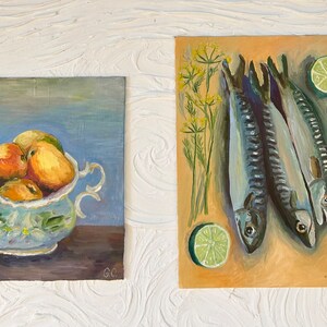 Sardines Art Oil Painting Kitchen Wall Art Oil Painting Still Life ...