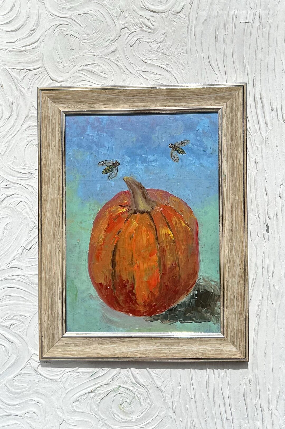 Original Pumpkin Painting With Frame Pumpkin Oil Painting Fall ...