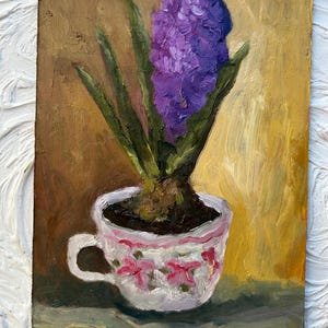 Hyacinth Painting Original Spring Flowers Home Decor Art Floral Wall ...
