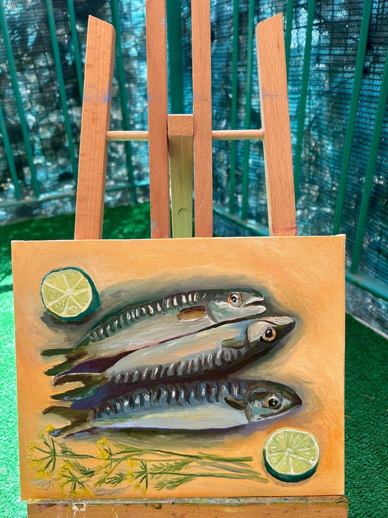 Sardines Art Oil Painting Kitchen Wall Art Oil Painting Still Life ...