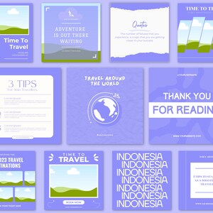 110 Travel Instagram Templates - Editable Canva Travel Post & Story ...