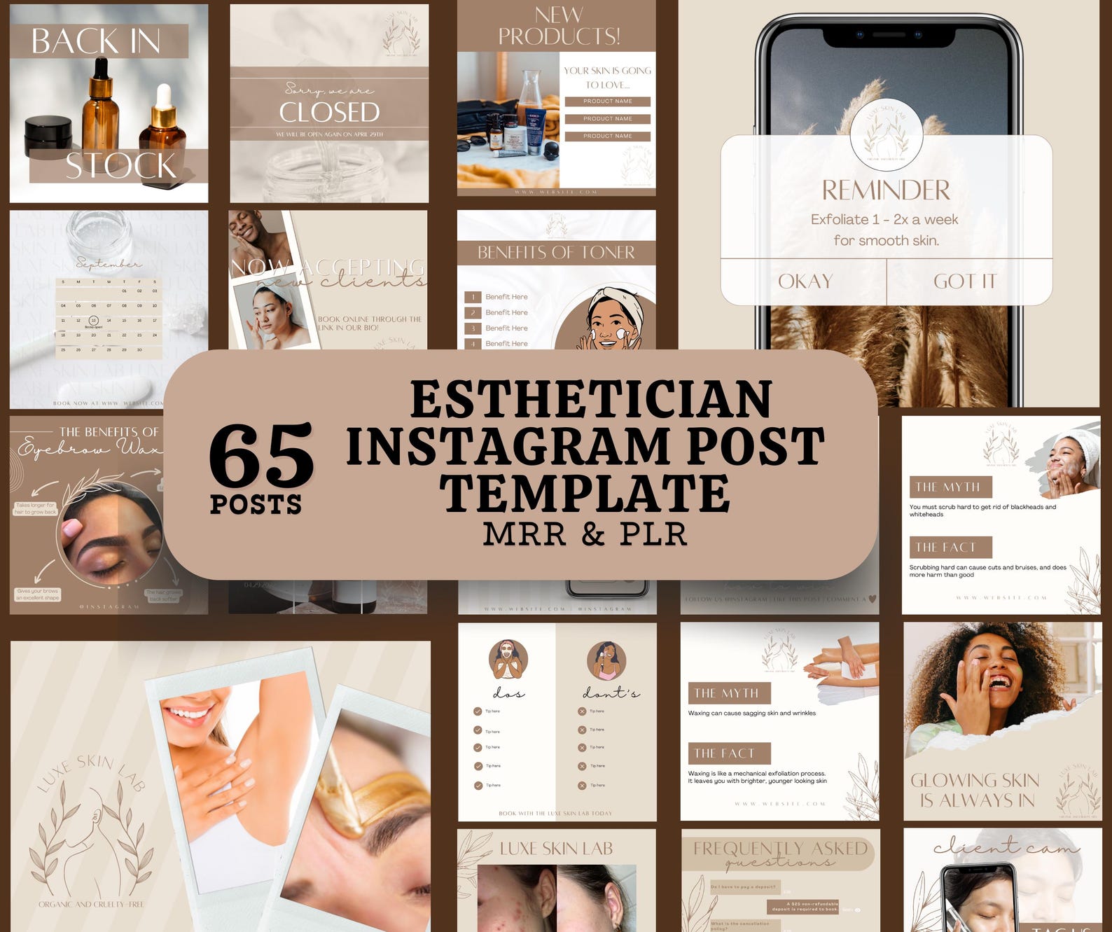 65 Esthetician Instagram Post Templates Spa Social Media Canva ...