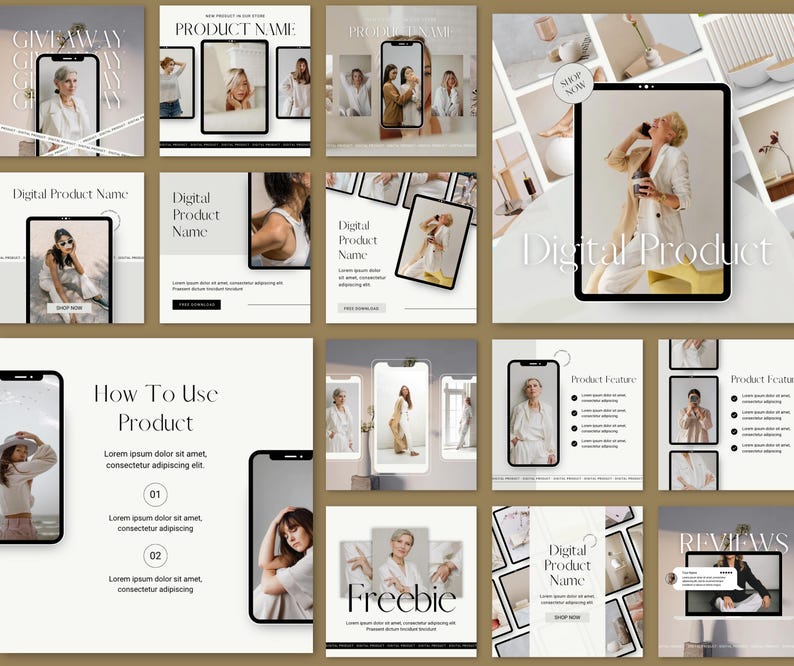 100 Digital Product Mockup | Canva Editable Mockups | Social Media ...