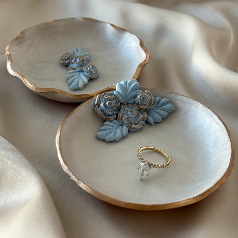 Custom something Blue Pearl Clay Jewelry Dish Wedding Gift Ring Dish ...