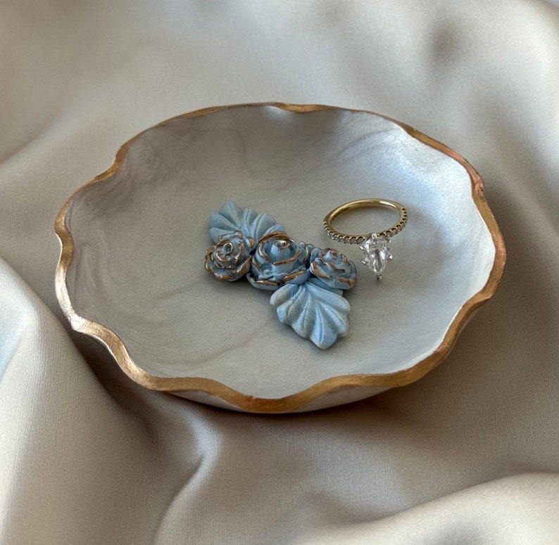 Custom something Blue Pearl Clay Jewelry Dish Wedding Gift Ring Dish ...