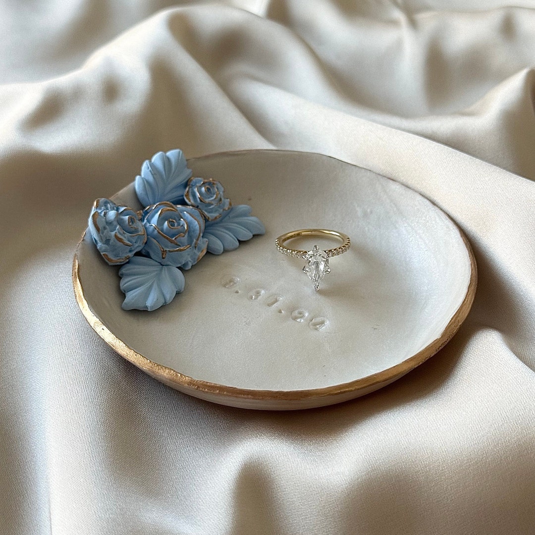 Custom something Blue Pearl Clay Jewelry Dish Wedding Gift Ring Dish ...