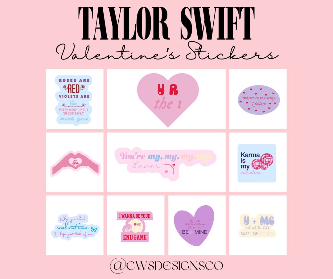 Taylor Swift Valentine's Day Stickers/ Cards Digital Downloads - Etsy