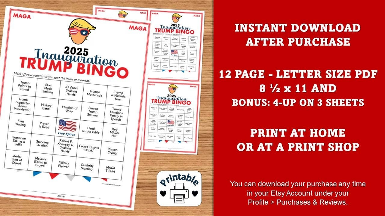 2025 Presidential Inauguration Bingo, Inauguration Bingo, Printable ...