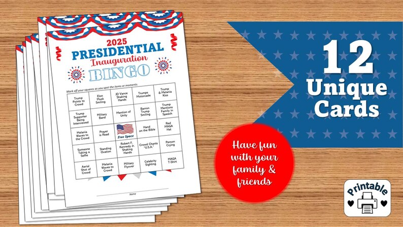 2025 Inauguration Day Bingo, Trump Inauguration Bingo, Printable ...