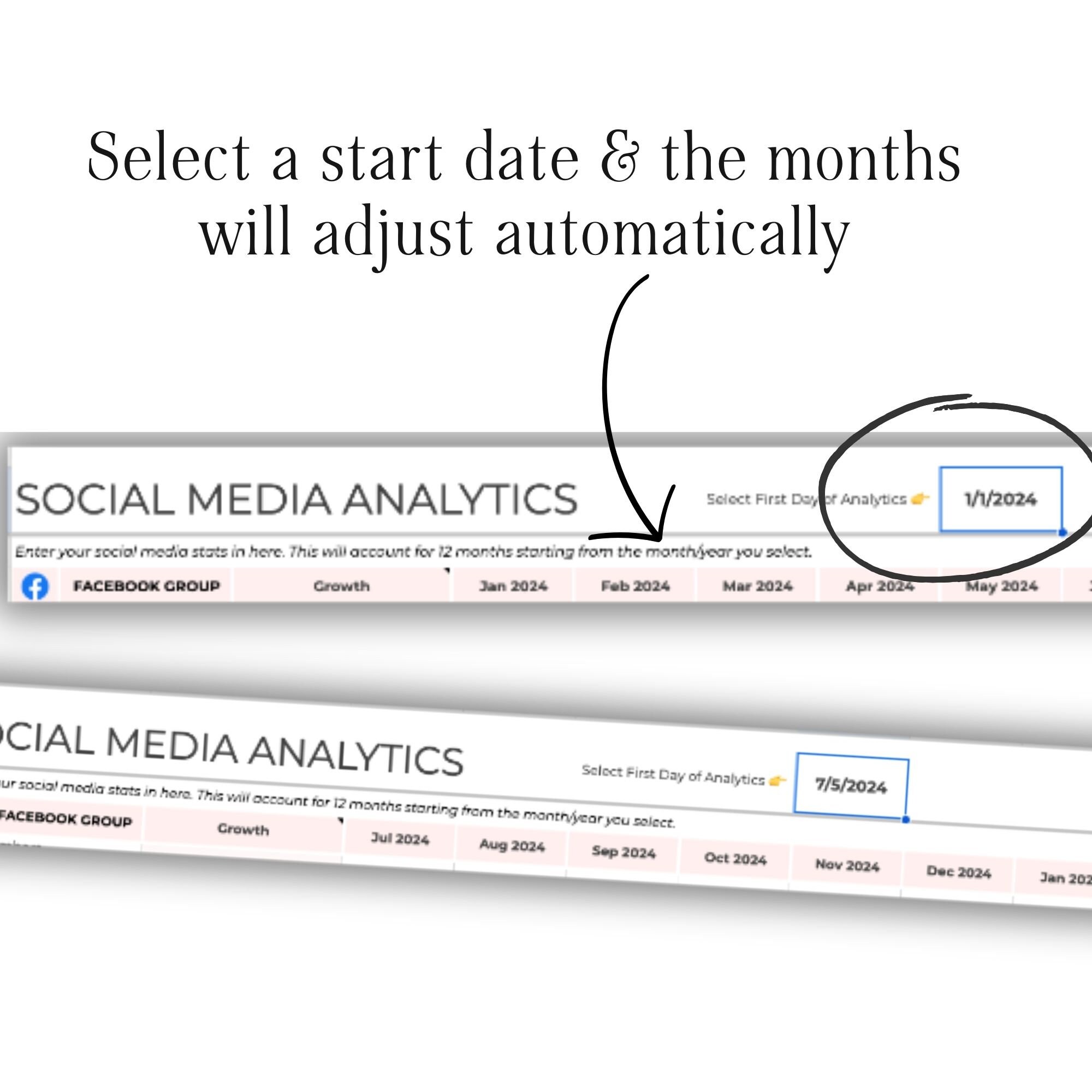 Social Media Analytics Tracker, Google Sheets 12 Month Post Performance ...