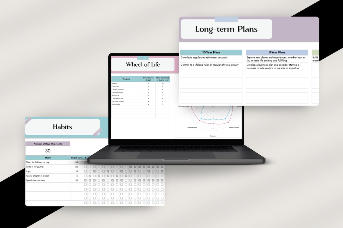 Vision & Goals Planner: Kanban Board, Project Tracker (google Sheets ...