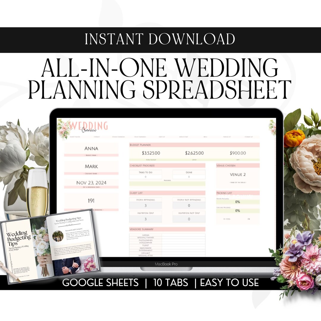 Wedding Timeline Google Sheets Template, Budget Tracker, Wedding ...
