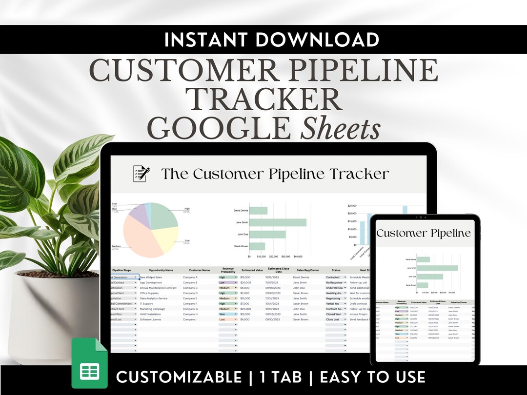 Crm Google Sheets Template, Small Business Client Pipeline, Client ...