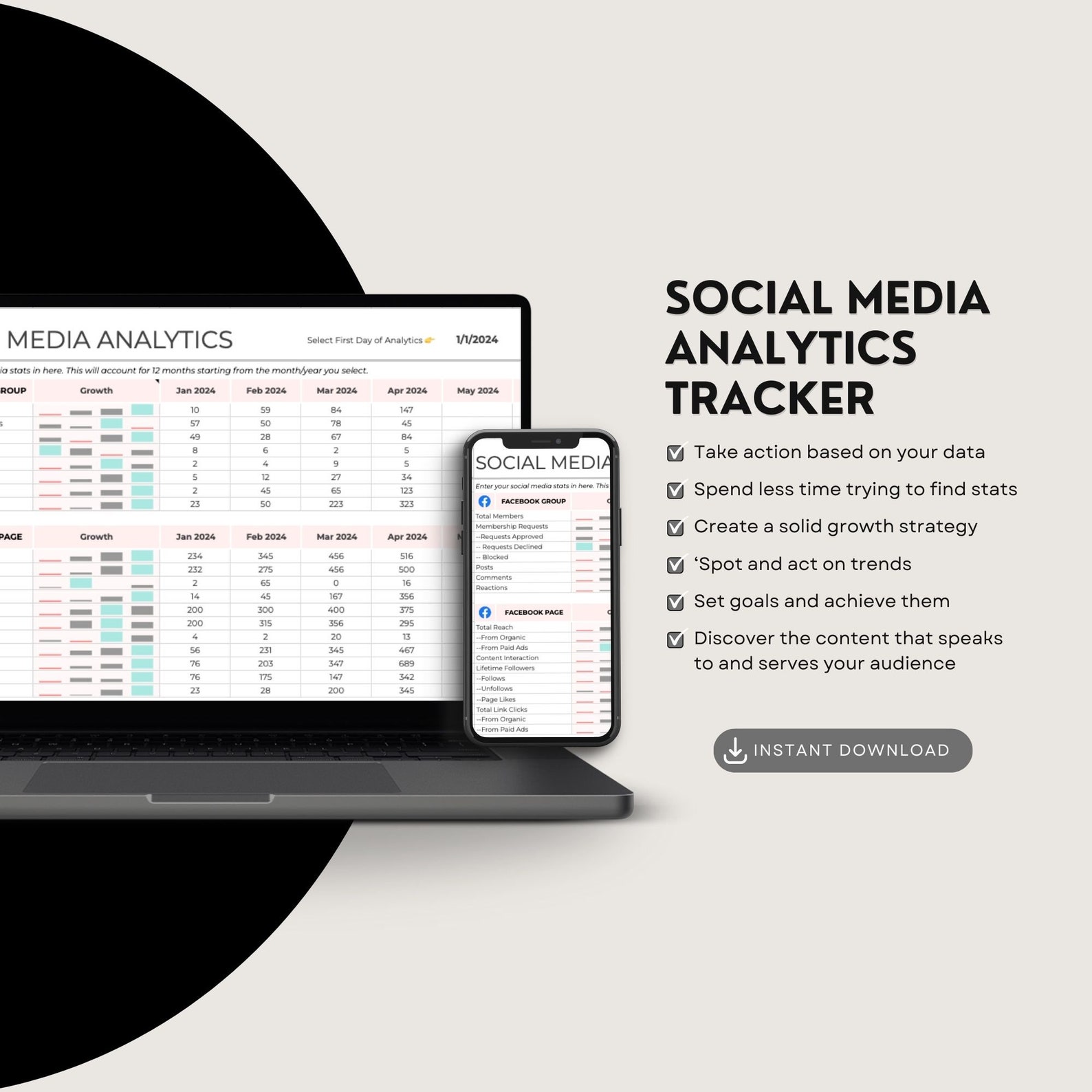 Social Media Analytics Tracker, Google Sheets 12 Month Post Performance ...