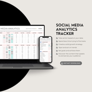 Social Media Analytics Tracker, Google Sheets 12 Month Post Performance ...