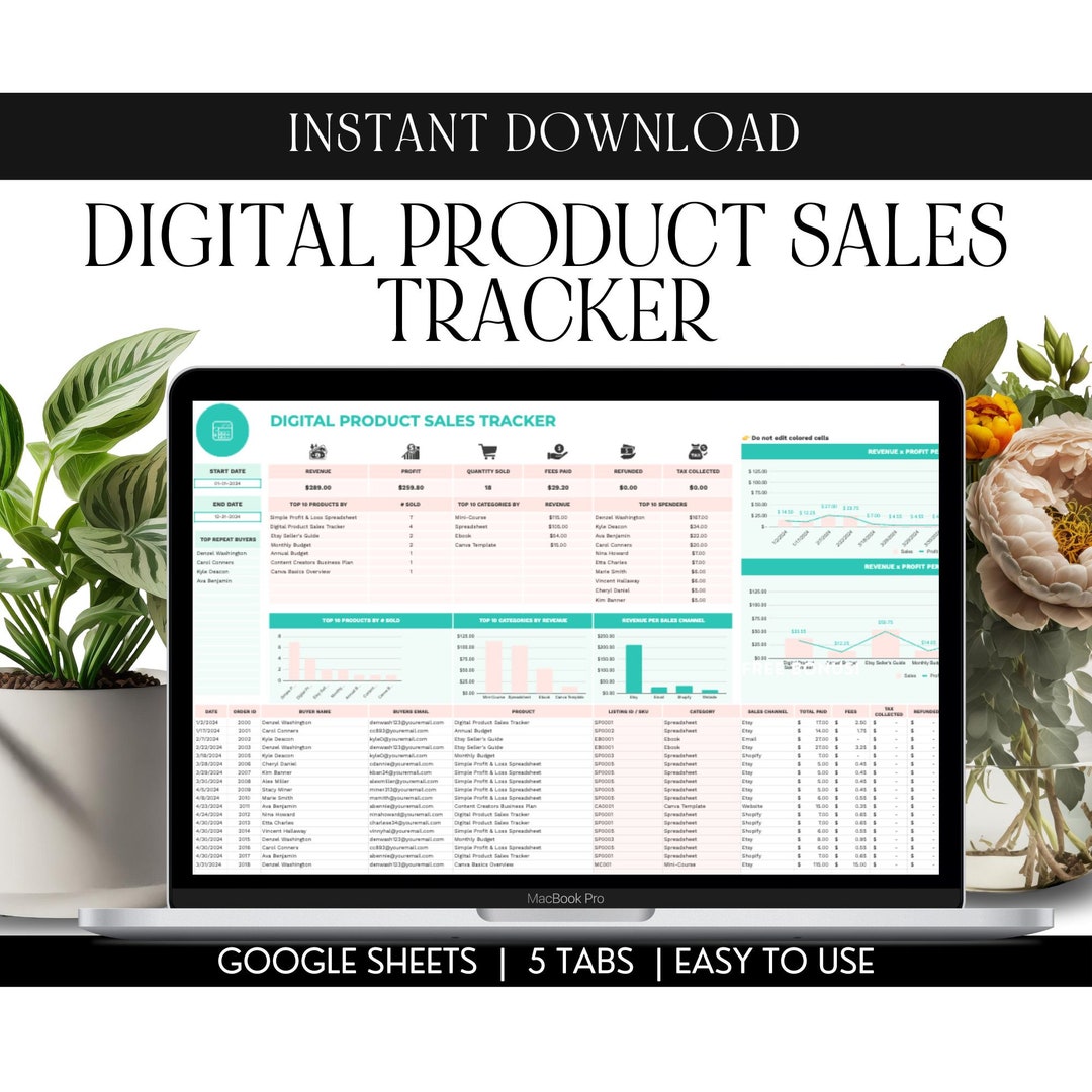 Digital Product Sales Tracker: Google Sheets Dashboard (digital ...