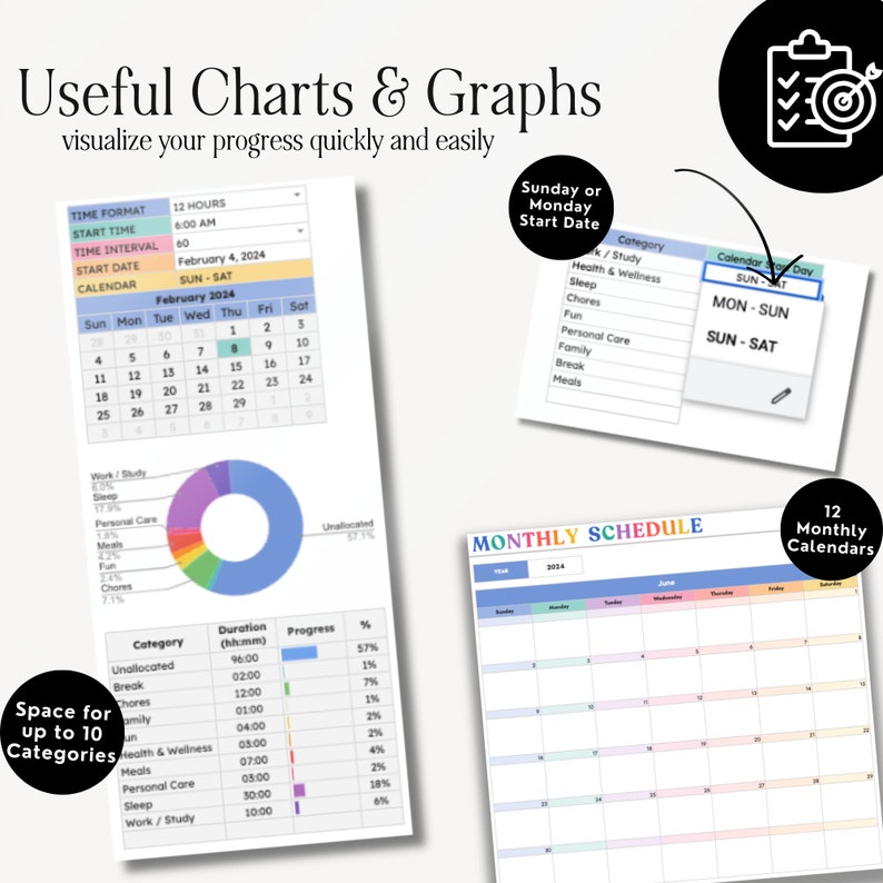Time Blocking Google Sheets, Daily Schedule, Digital Planner, Time ...