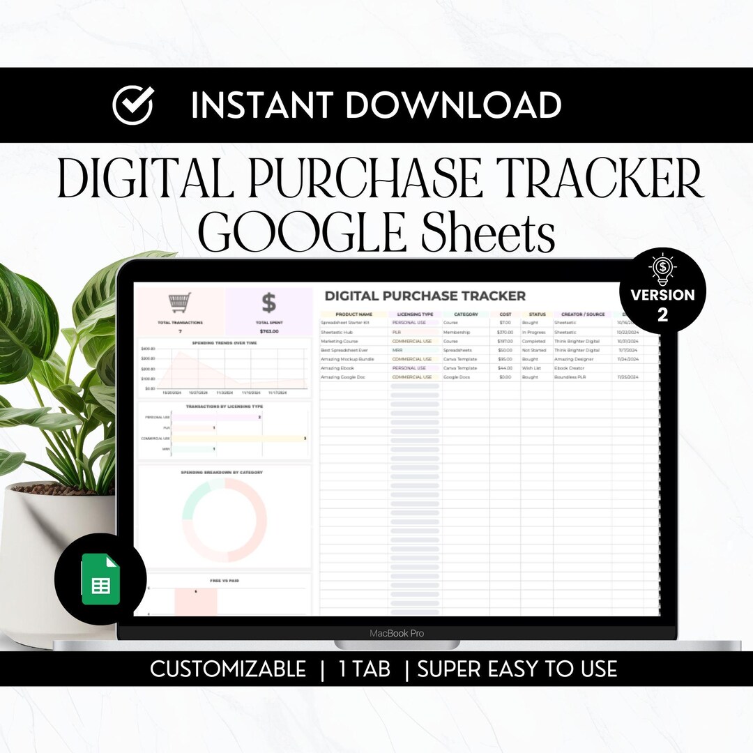 Digital Product Tracker: Google Sheets Inventory Management (digital ...