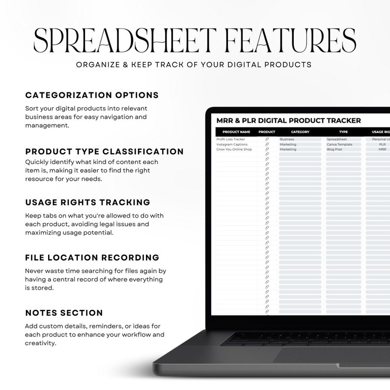 Google Sheets Digital Product Tracker, Inventory Spreadsheet, Product ...