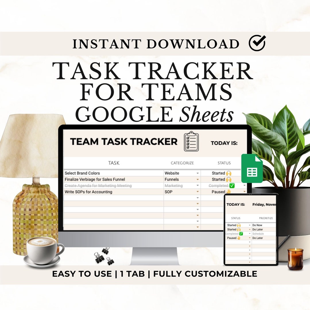 Team Task Manager Google Sheet Template, Task Track, Digital to Do List ...