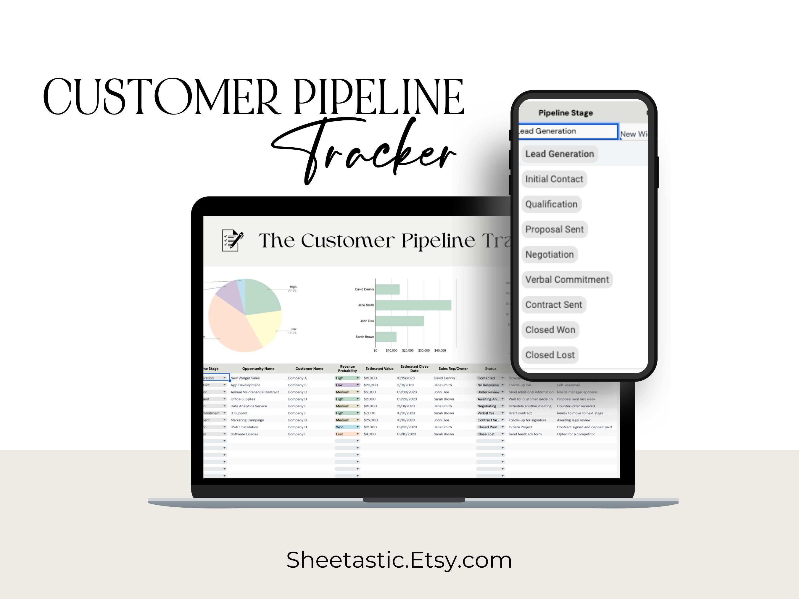 Crm Google Sheets Template, Small Business Client Pipeline, Client ...
