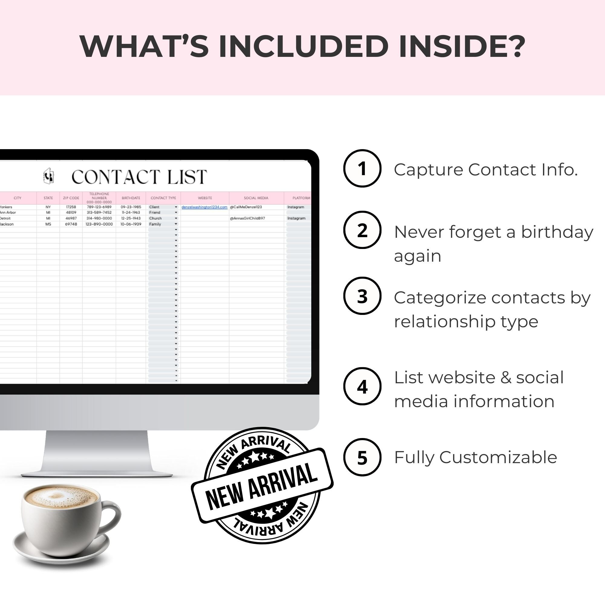 Address Book Template Google Sheets, Business Client Tracker for Google ...