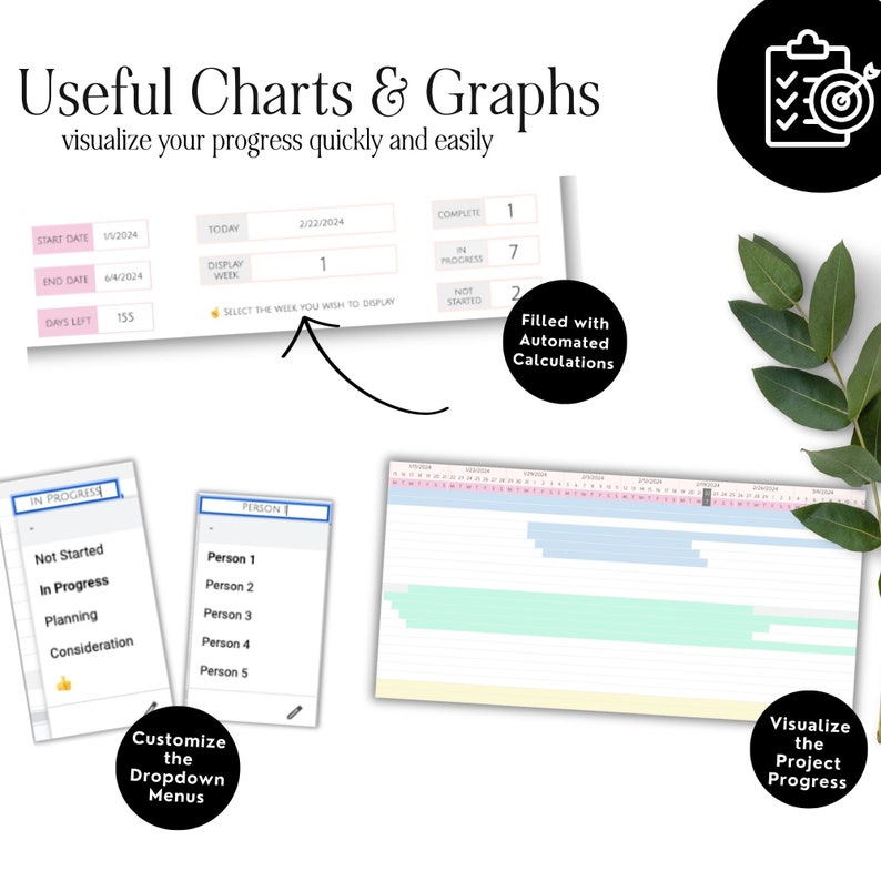 Gantt Chart Google Sheets, Project Management, Kanban Board, Project Planner, Task Manager ...
