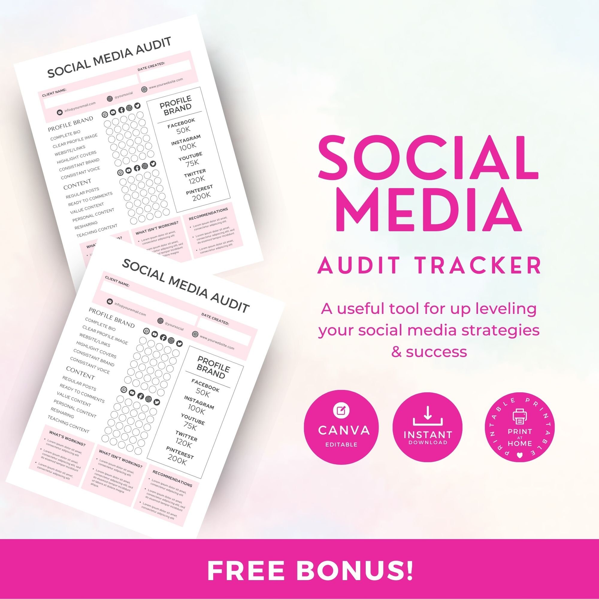 Social Media Analytics Tracker, Google Sheets 12 Month Post Performance ...