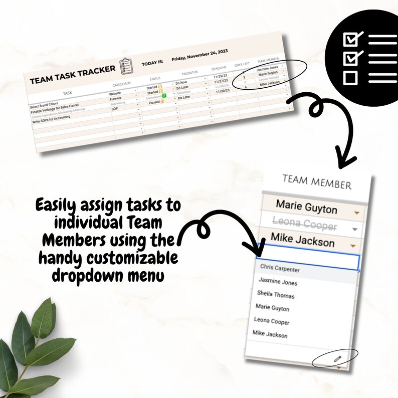 Team Task Manager Google Sheet Template, Task Track, Digital to Do List ...