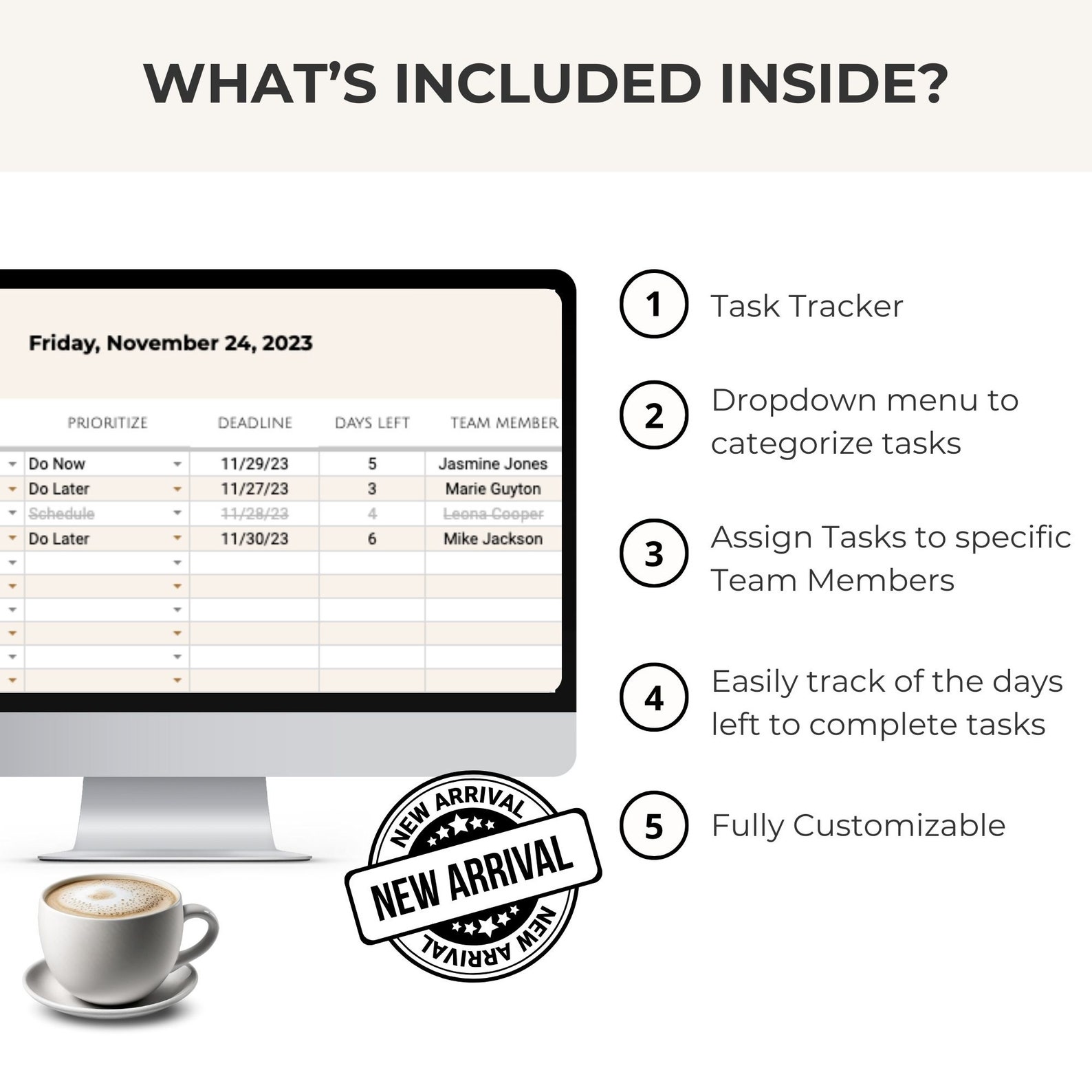 Team Task Manager Google Sheet Template, Task Track, Digital to Do List ...