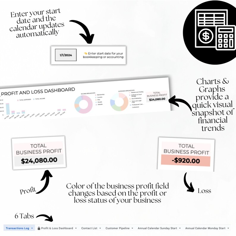 Small Business Profit and Loss Google Sheet Template (digital Download ...