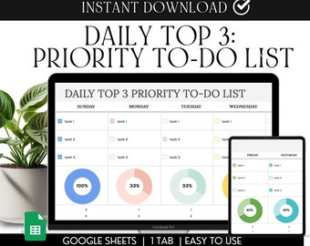 To-do List Planner Google Sheets Template - Etsy