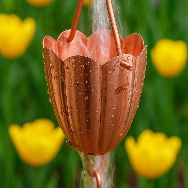 Fluted Cups Rain Chain: Unfinished Pure Copper - Etsy