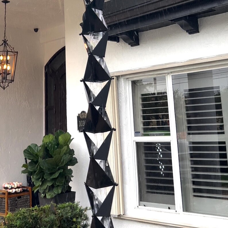 Origami™ Rain Chain: Powder Coated Black - Etsy