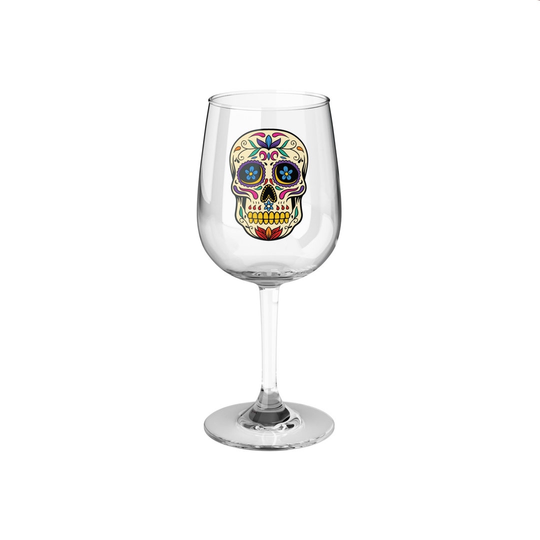 Blue & Purple Skull, Wine Glass, 12oz - Etsy