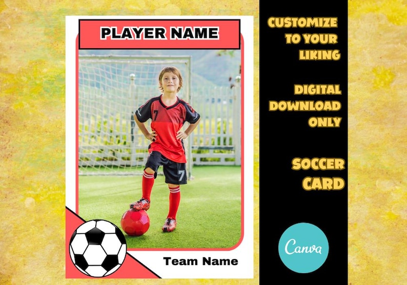 Soccer Card Template | Canva Template | Youth Sports Card | Editable ...