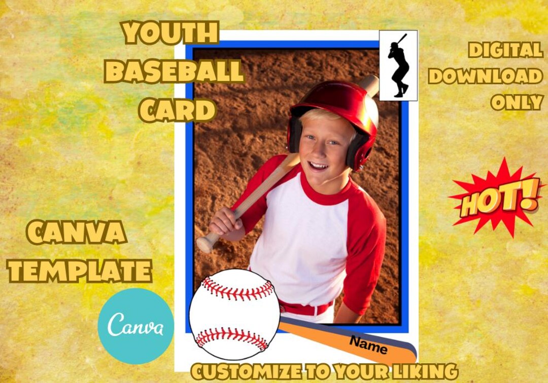 Baseball Card Template | Canva Template | Youth Sports Card | Editable ...