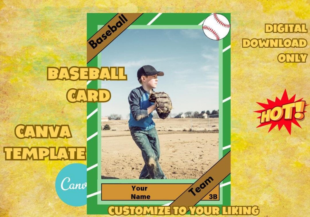 Custom Baseball Card Template | Canva Template | Youth Sports Card ...